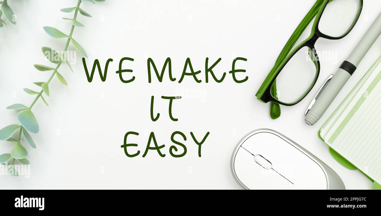 Conceptual caption We Make It Easy. Business concept Offering solutions ... Conceptual caption We Make It Easy. Business concept Offering solutions ...