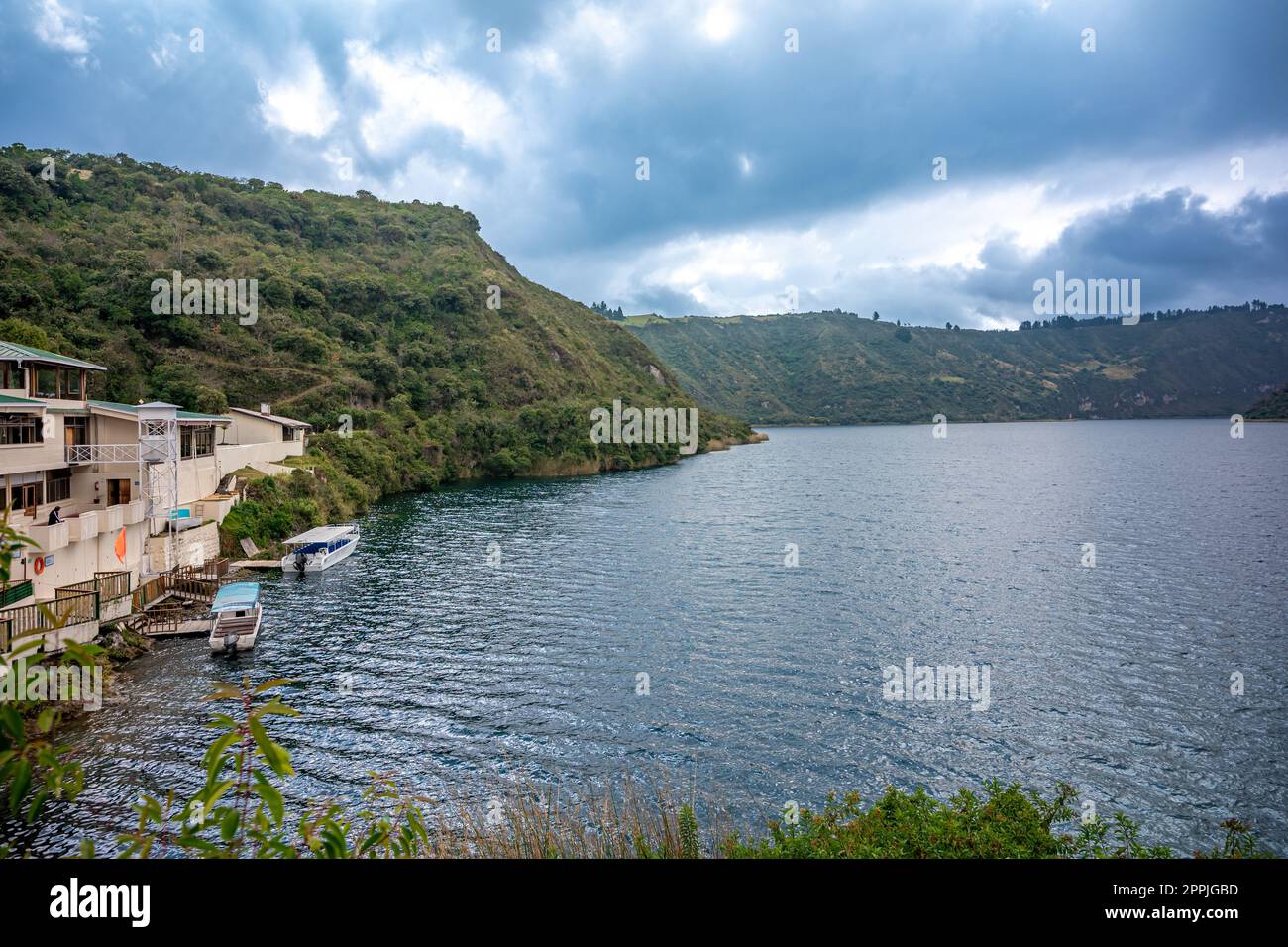 Cuicocha crater lake at the foot of Cotacachi Volcano in the Ecuadorian ...