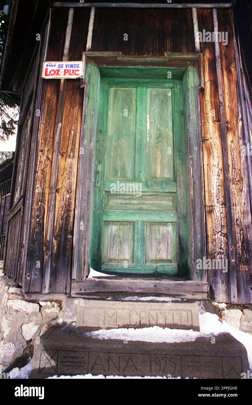Sirnea, Brasov County, Romania, approx. 2000. Front door of a ...