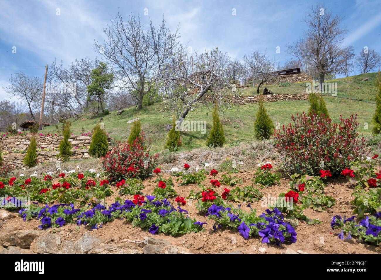 Panorama of Village of Dolene at Ograzhden Mountain, Blagoevgrad Region ...