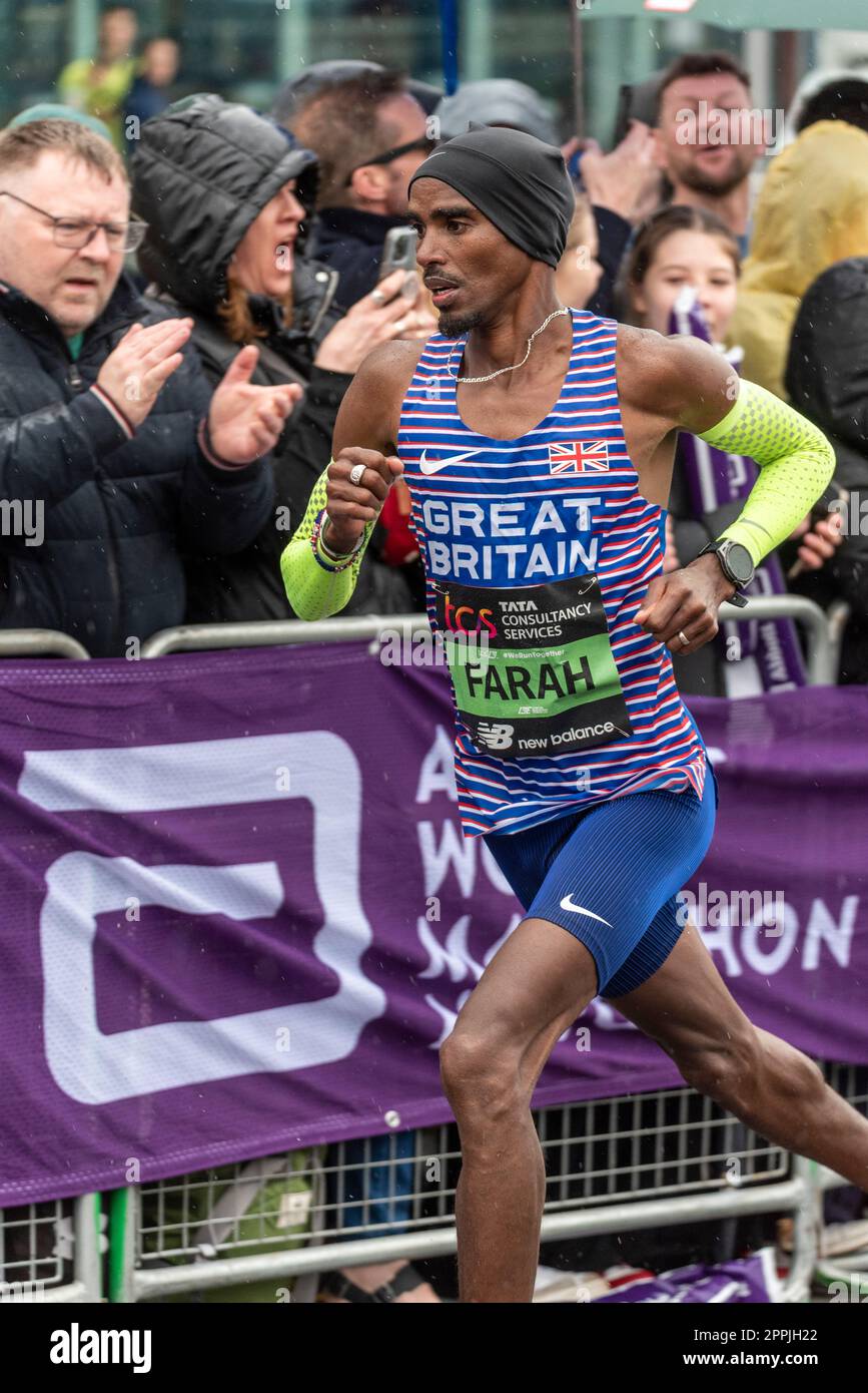 Sir Mo Farah competing in the TCS London Marathon 2023 passing through ...