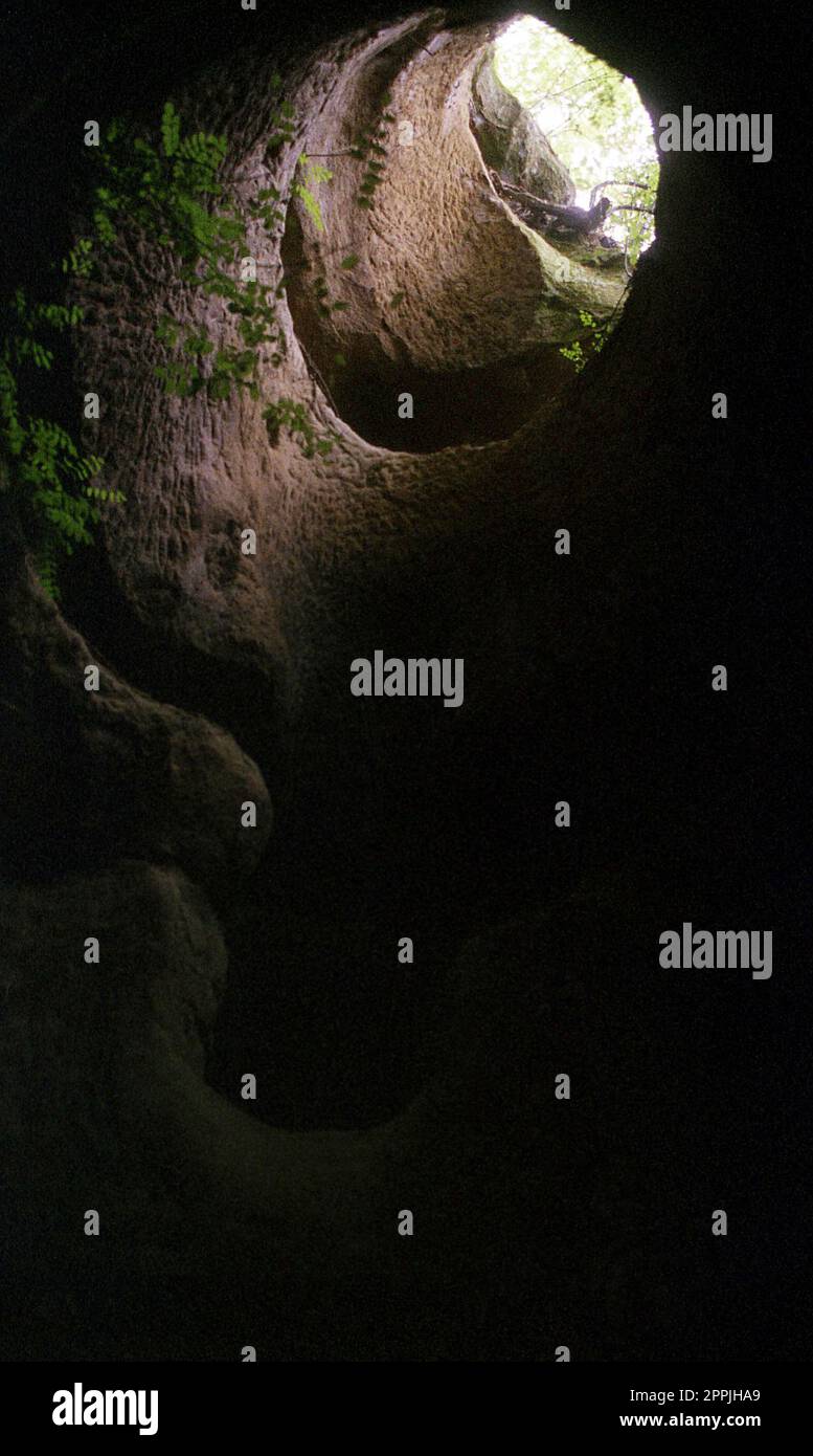 Sinca Veche, Brasov County, Romania, 2000. The man-made spire of the ...