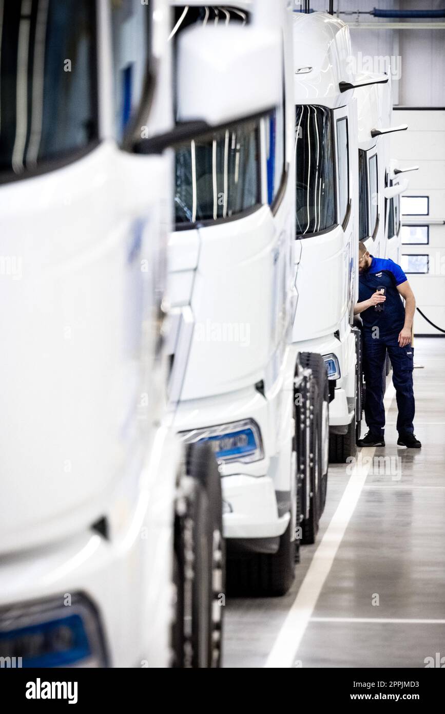 EINDHOVEN - An assembly line for electric trucks in a factory on the ...