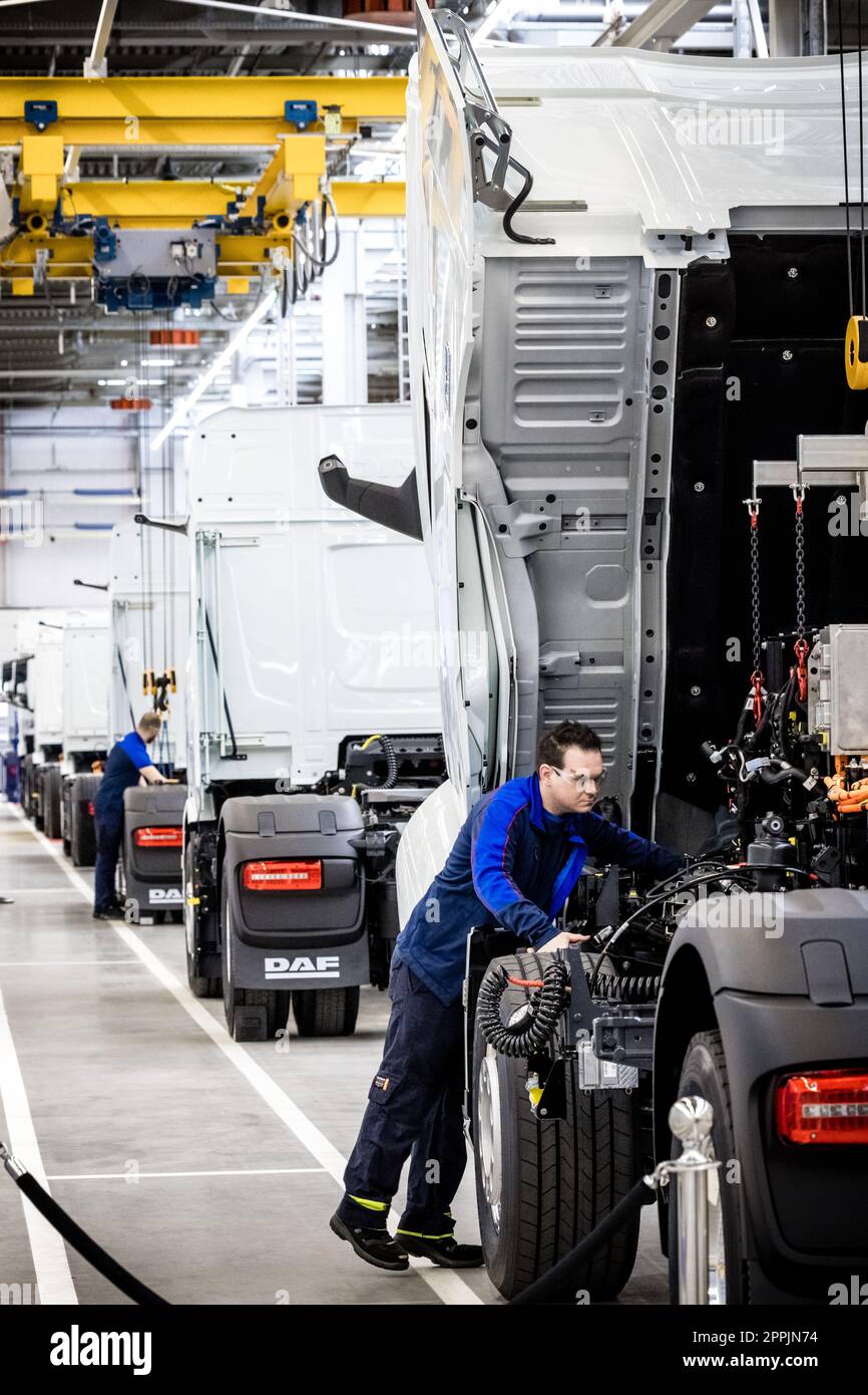 EINDHOVEN - An assembly line for electric trucks in a factory on the ...