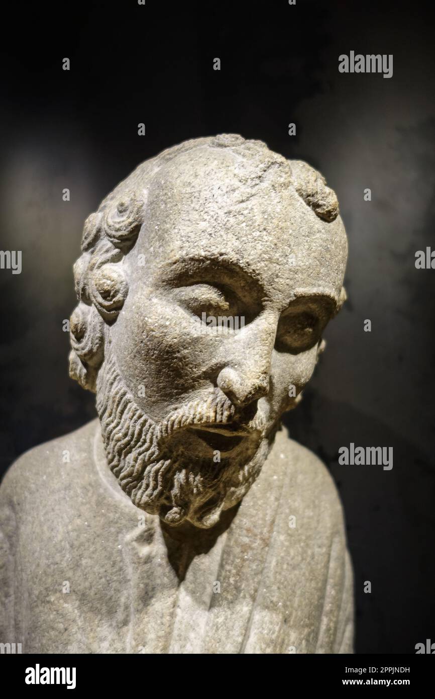 Statue detail in the Santiago de Compostela Cathedral, Galicia, Spain ...