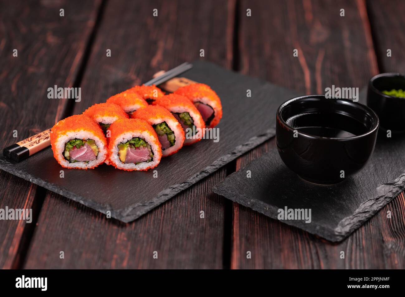 California sushi roll with tuna, avocado cucumber and tobiko caviar ...