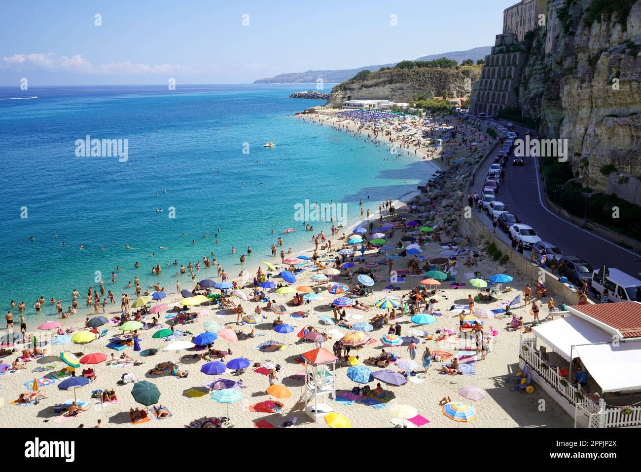 TROPEA, CALABRIA - SEPTEMBER 6, 2022: Aerial view of Tropea historic ...