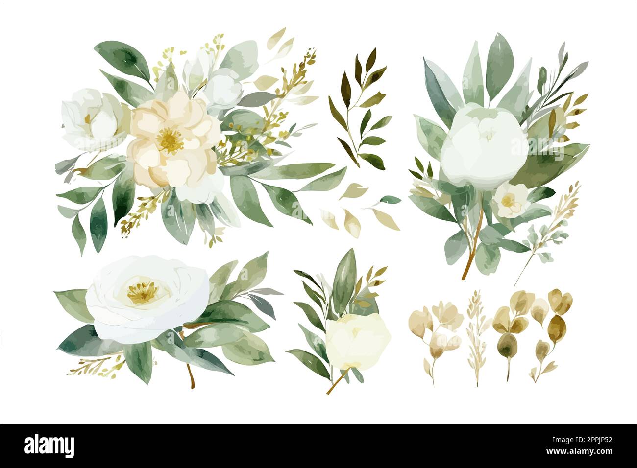 Watercolor White Bouquet