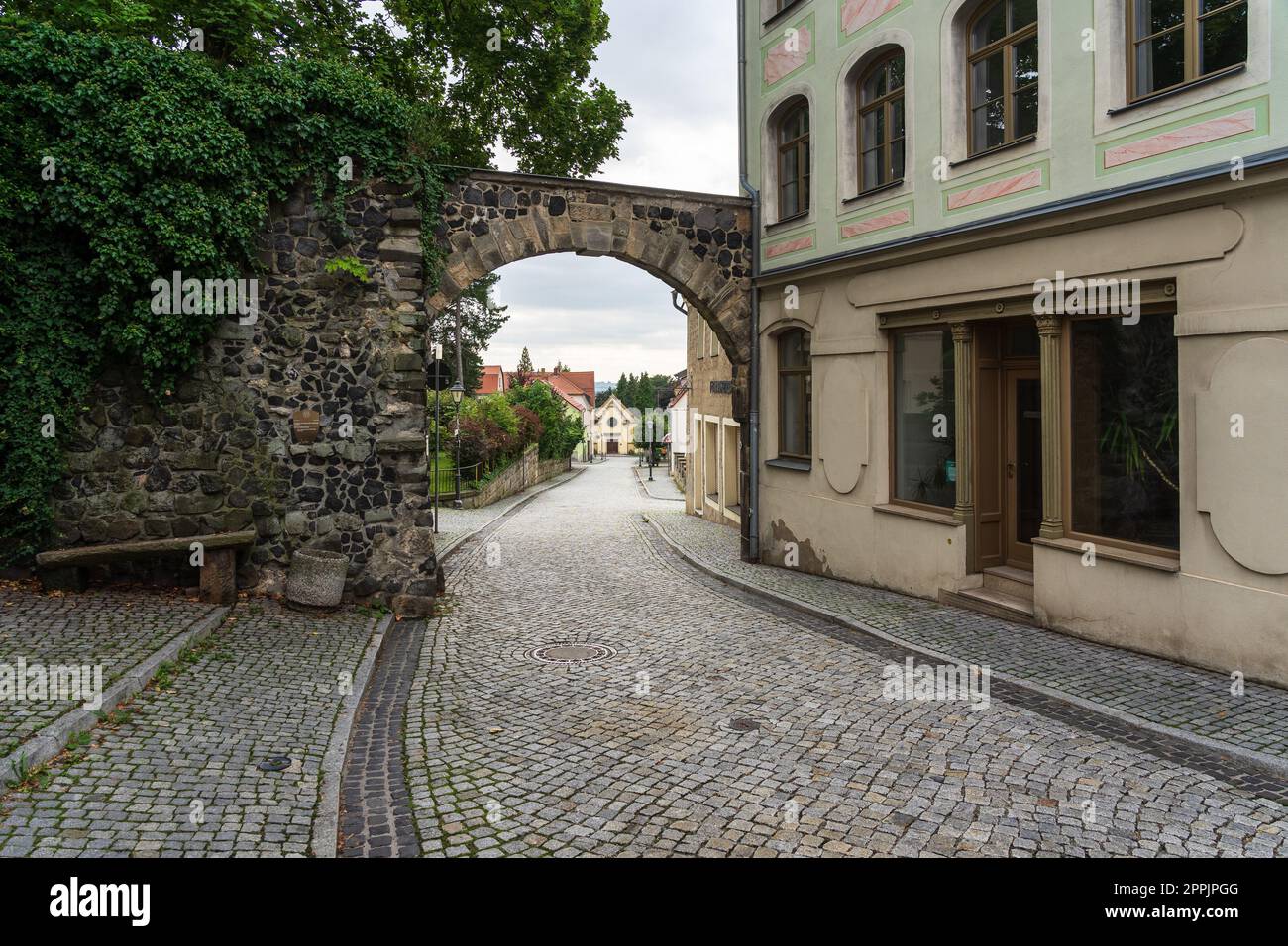 Streets of an old historical town of Stolpen. Saxony. Germany Stock ...