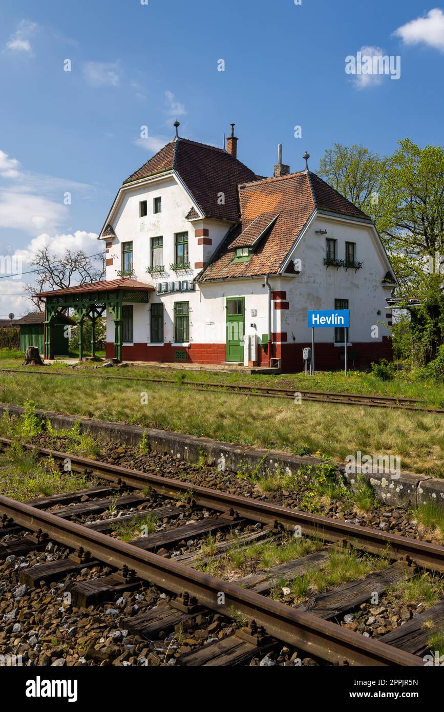 Old railway station in HevlÃ­n, Southern Moravia, Czech Republic Stock ...