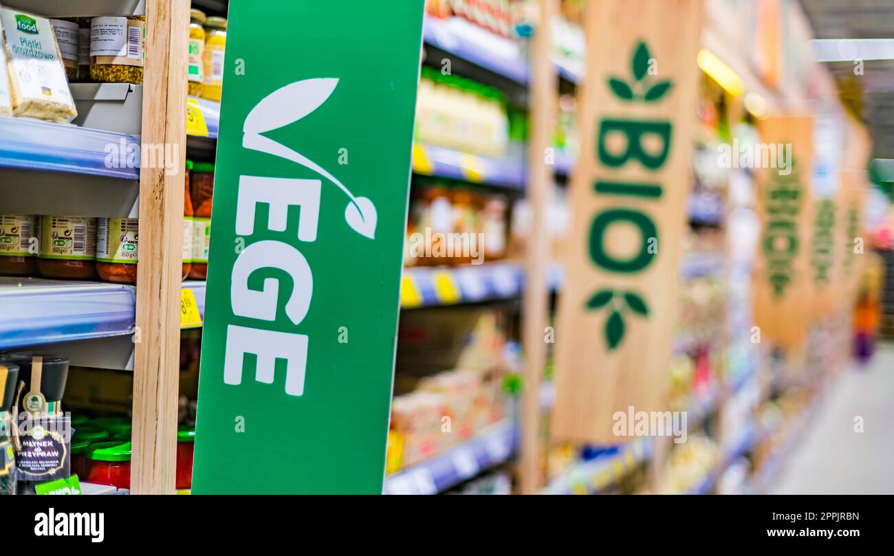Bio food products in a supermarket Stock Photo - Alamy