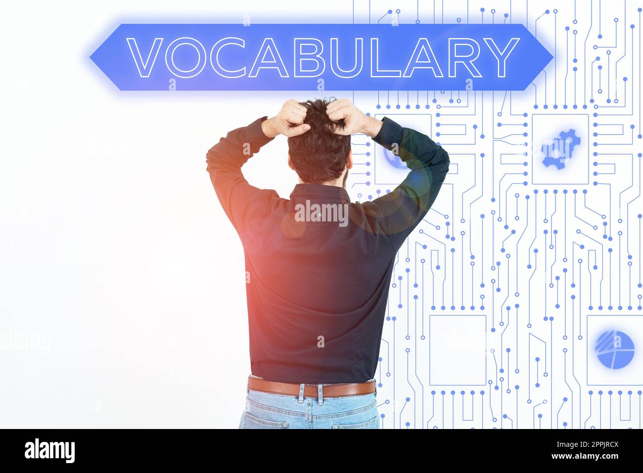 Hand writing sign Vocabulary. Concept meaning collection of words and ...