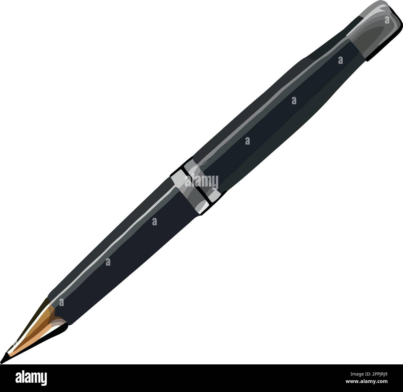 Black ballpoint pen with sharp metal nib Stock Vector Image & Art - Alamy