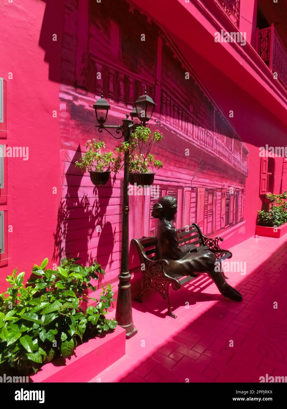 Puerto Plata, Dominican Republic -a pink colorful street Stock Photo ...