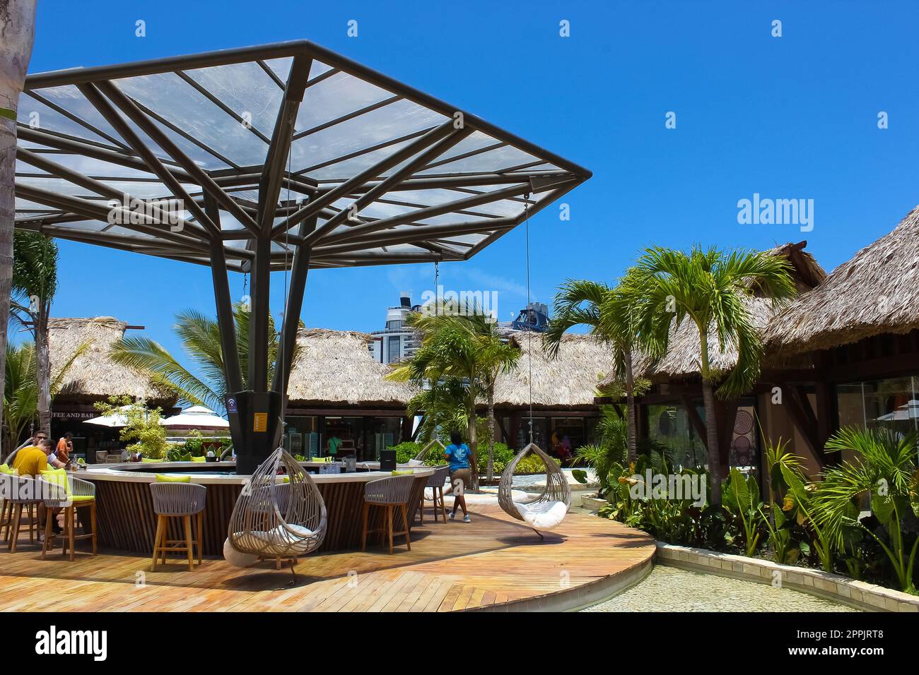 A bar at the cruise ship port Taino Bay in Puerto Plata, Dominican ...