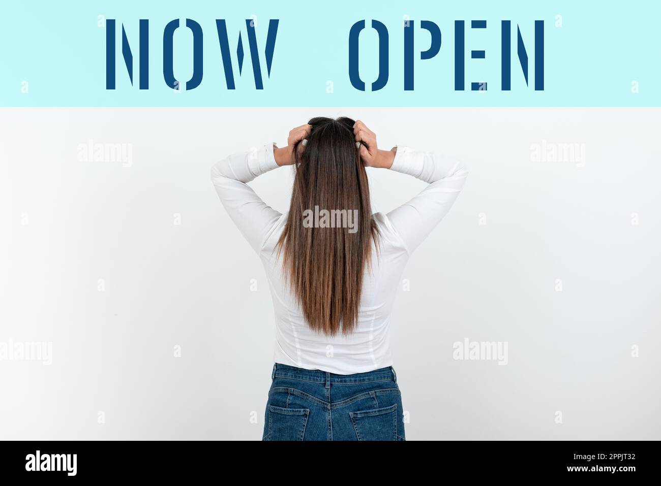 Handwriting text Now Open. Word for leave door or windows not closed or ...