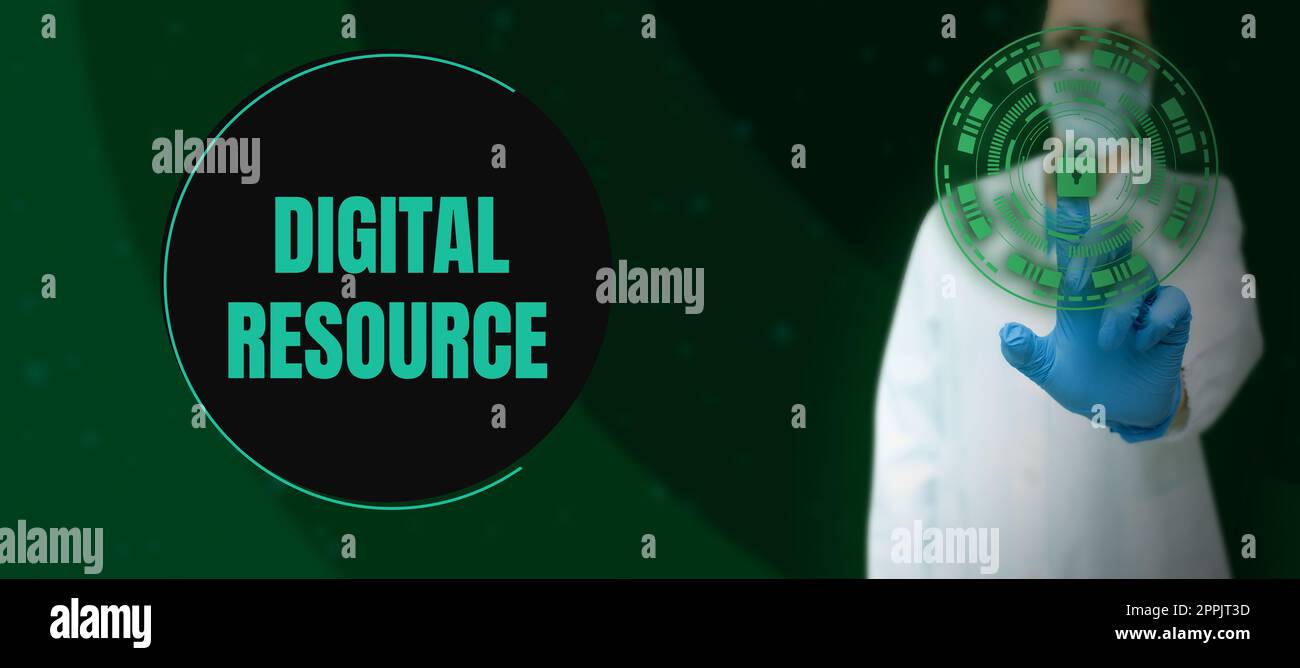 Text caption presenting Digital Resource. Word for content that ...
