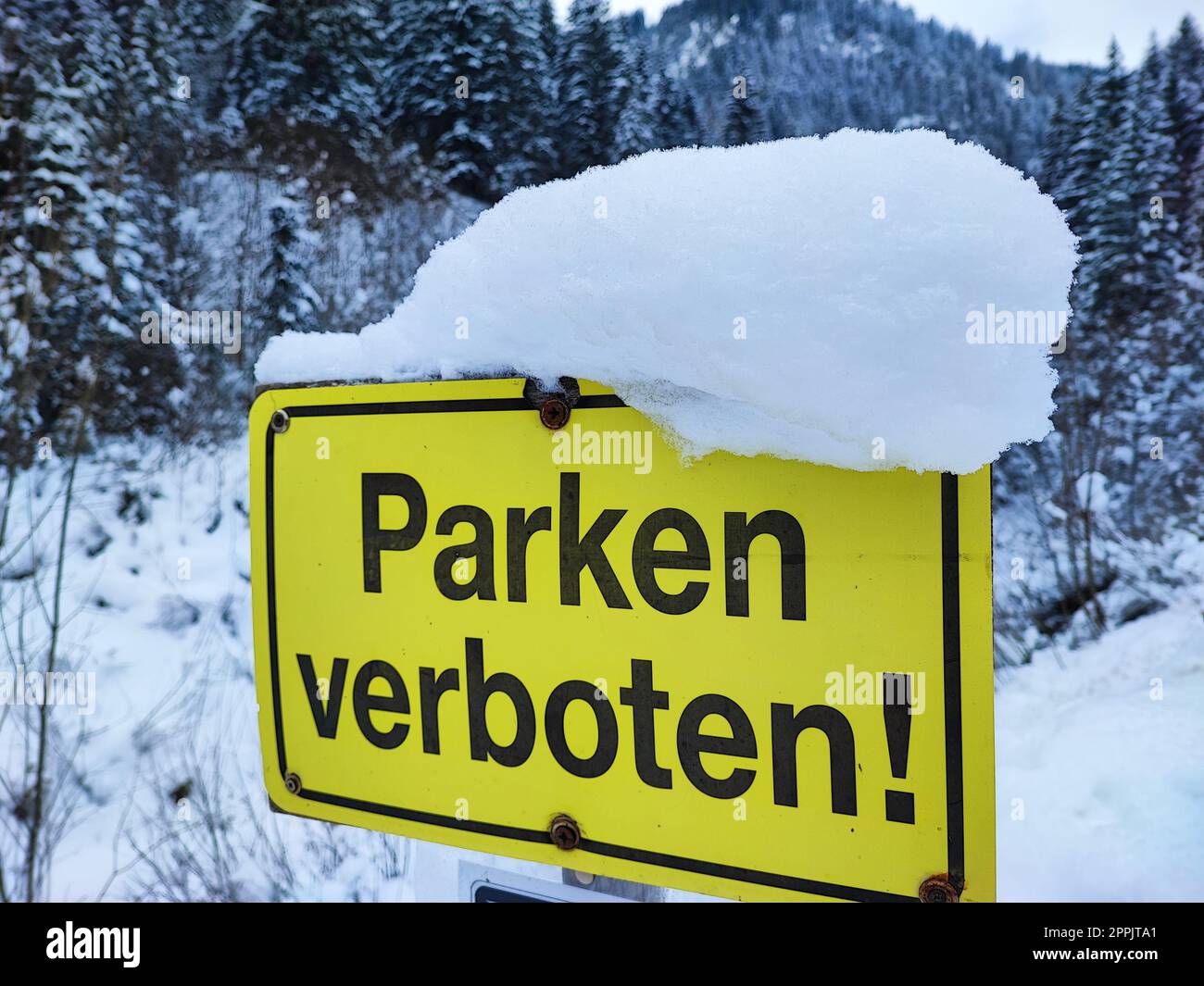 no parking sign in the snow Stock Photo - Alamy