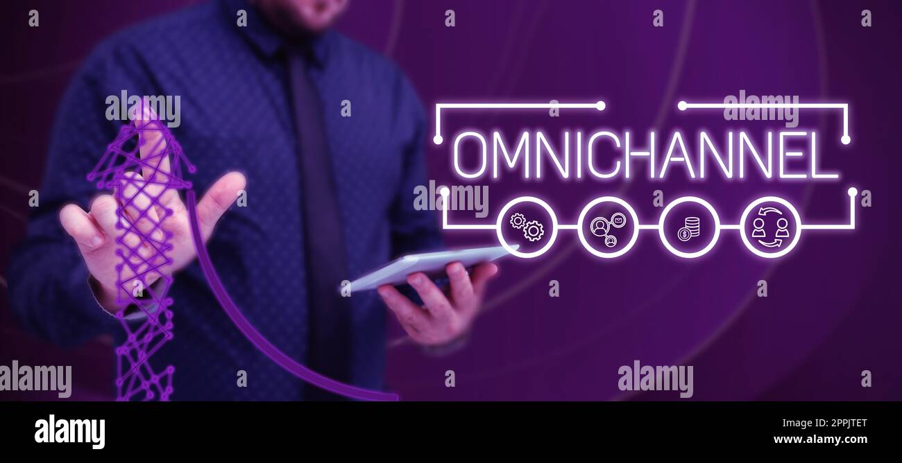 Writing displaying text Omnichannel. Business overview type of retail ... Writing displaying text Omnichannel. Business overview type of retail ...