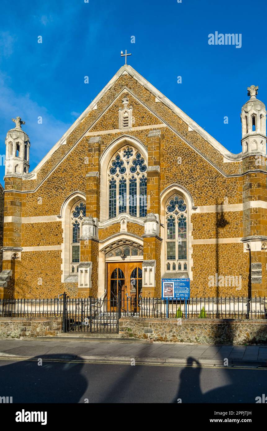 ST. IVES, ENGLAND, UK - DECEMBER 28, 2013: Facade of St. Ives Methodist ...