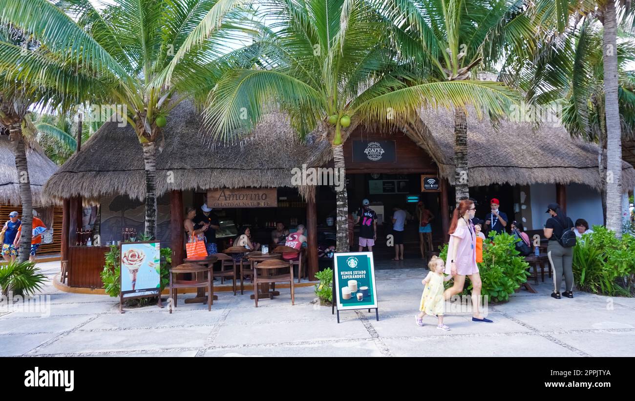 People resting at Costa Maya cruise ship terminal and resort is a ... People resting at Costa Maya cruise ship terminal and resort is a ...