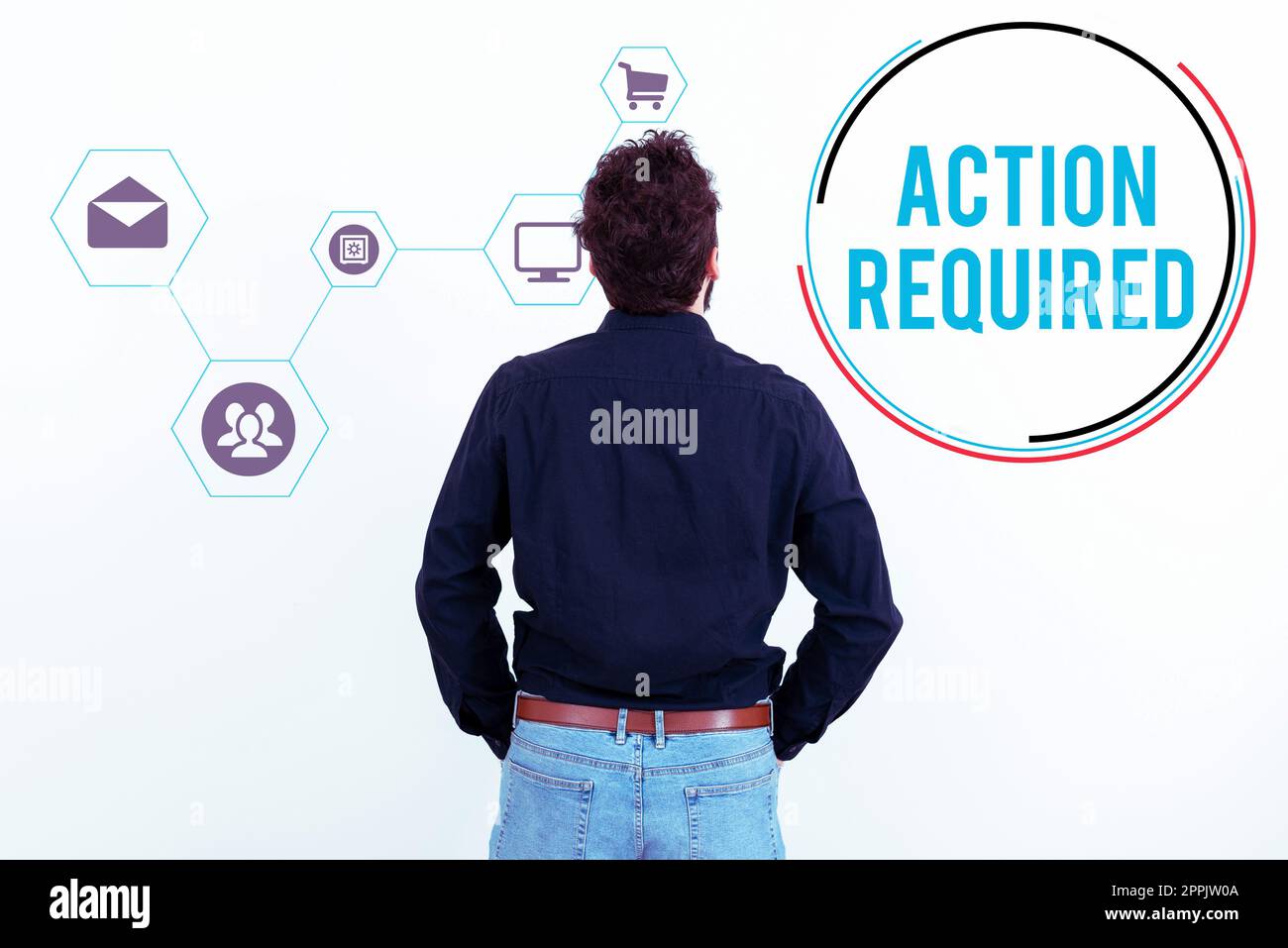 Hand writing sign Action Required. Word Written on Regard an action ...