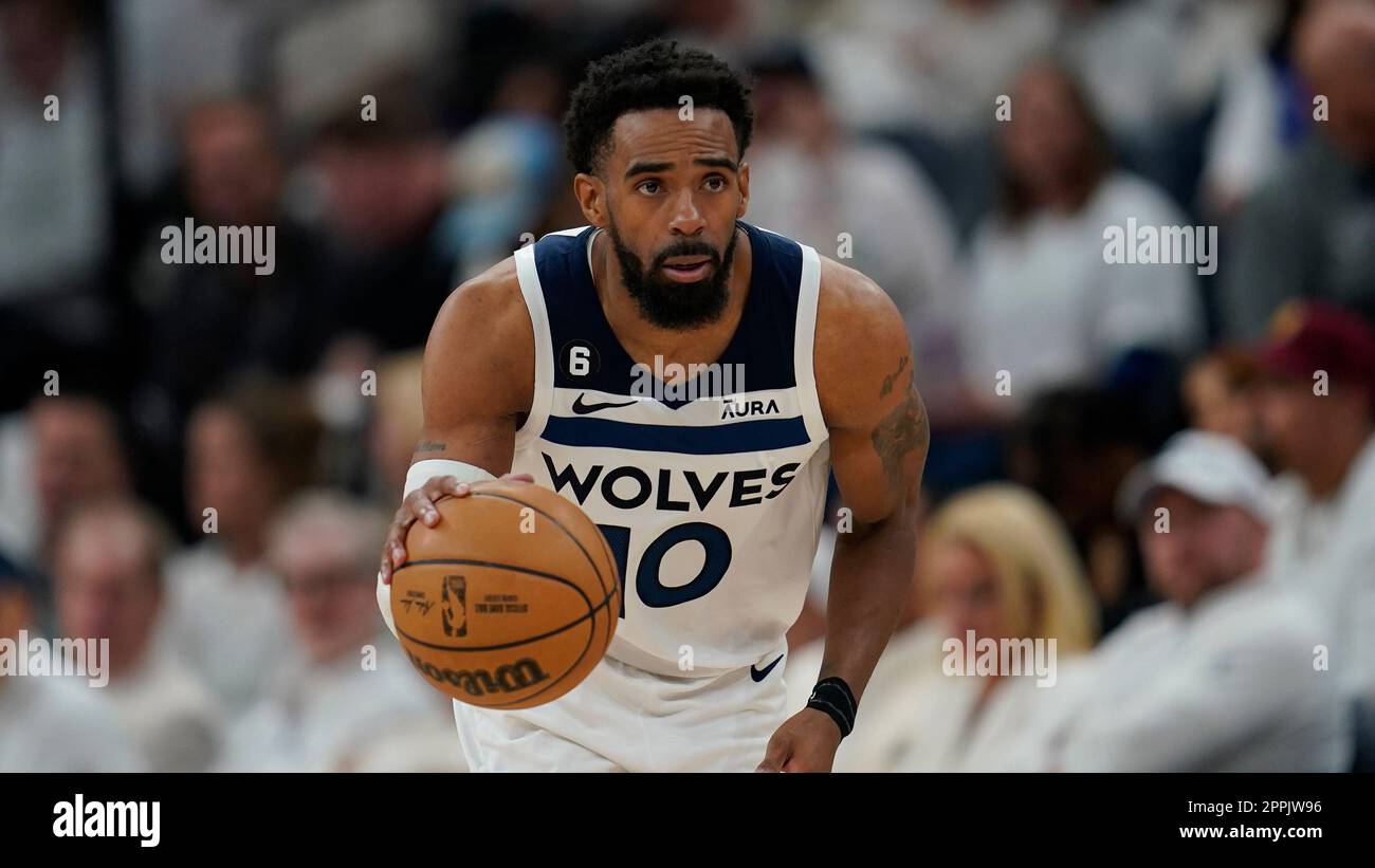 Minnesota Timberwolves guard Mike Conley (10) dribbles down the court ...