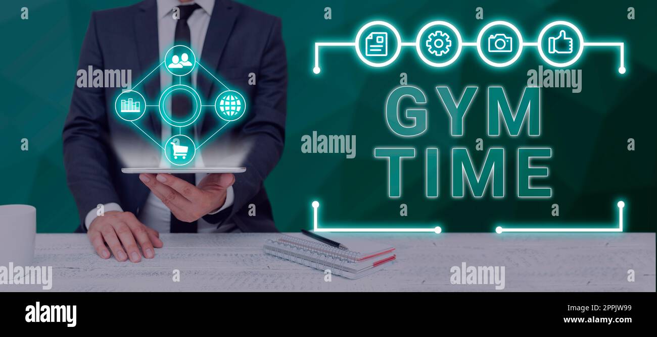 Text showing inspiration Gym Time. Word for a motivation to start ... Text showing inspiration Gym Time. Word for a motivation to start ...
