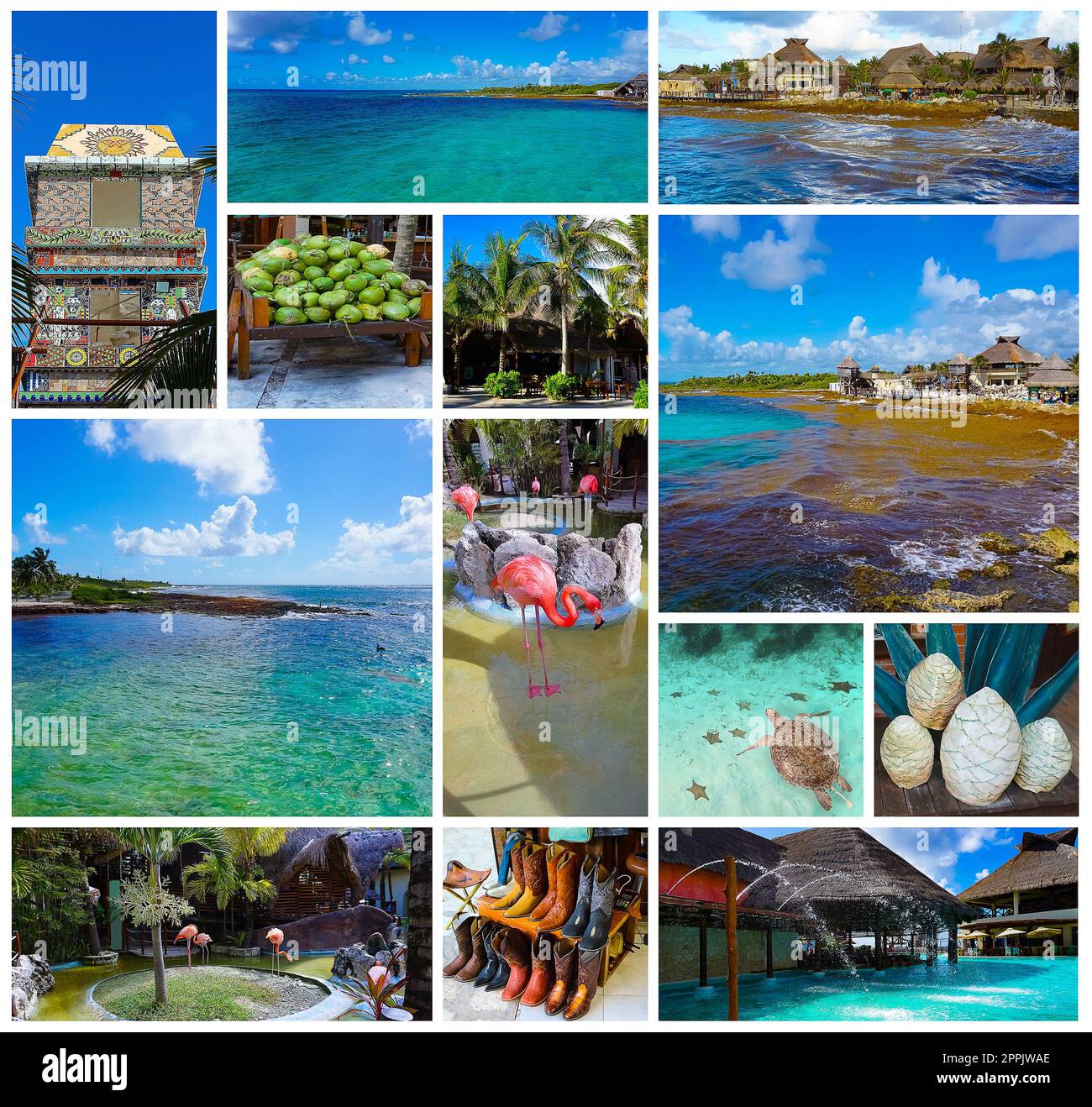 Costa Maya, Mexico- collage of Costa Maya cruise ship terminal and ...