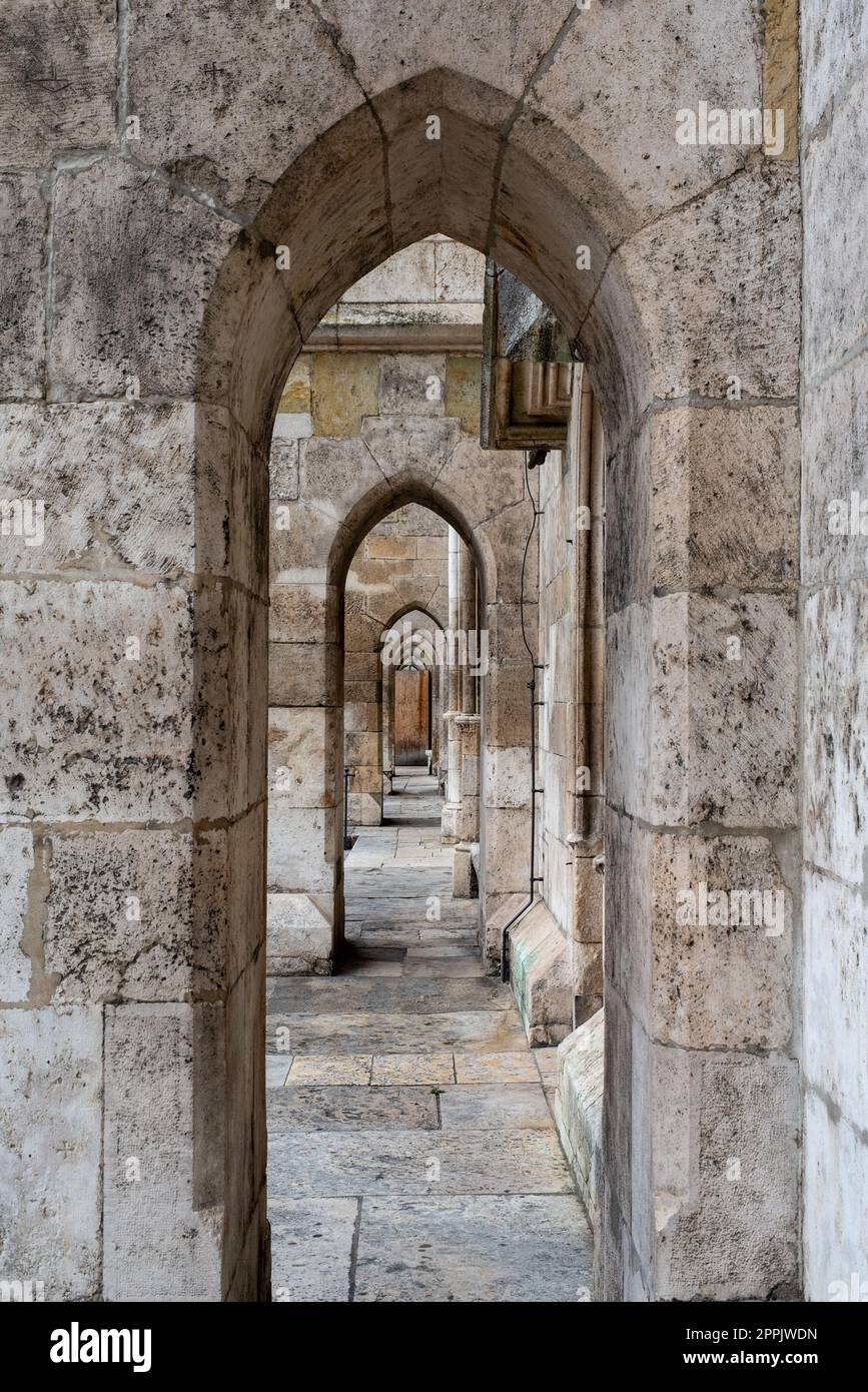 Walk through the facade of the gothic Cathedral in Regensburg Stock ...