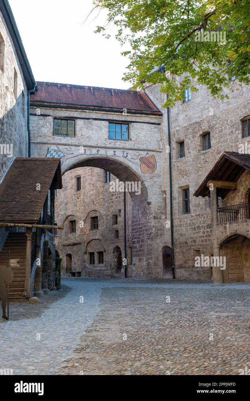 Beautiful medieval courts of Burghausen Castle in Bavaria Stock Photo ...