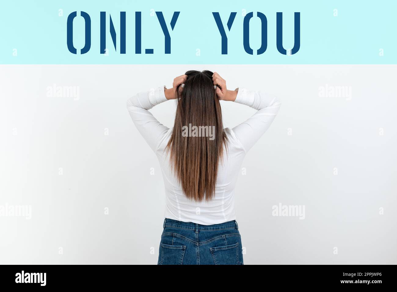 Hand writing sign Only You. Business showcase that are the one we need ...