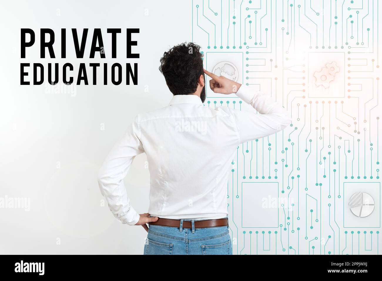 Hand writing sign Private Education. Business approach Belonging for ...