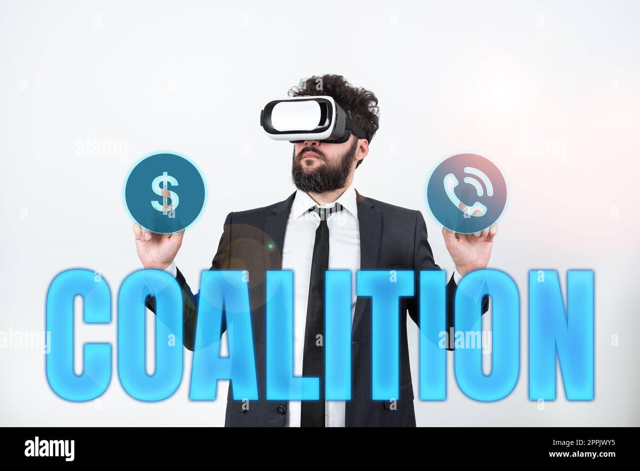 Sign displaying Coalition. Word Written on a temporary alliance of ...