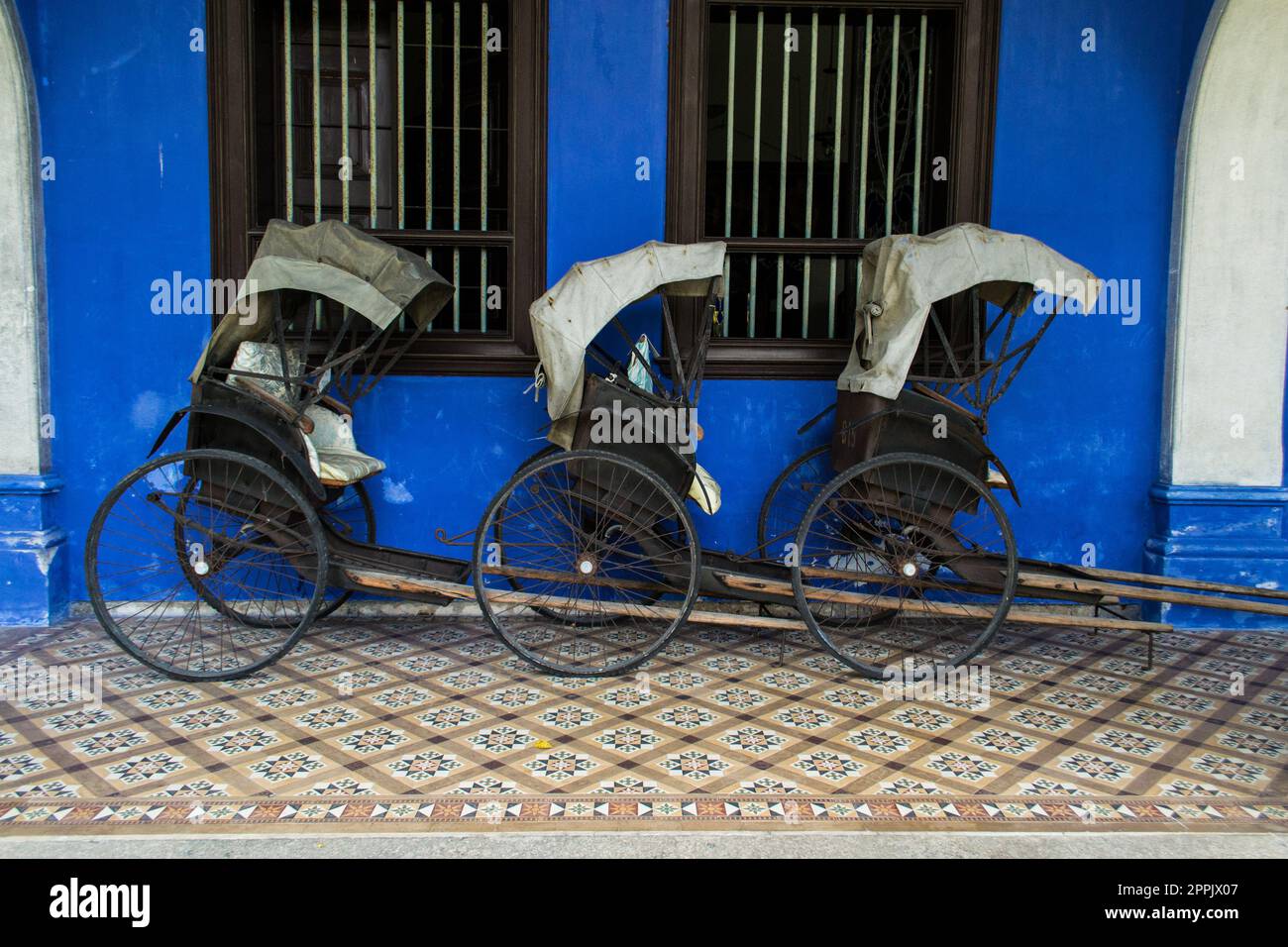 Front picture of the ricksha's at the Blue Mansion (Cheong Fatt Tze ...