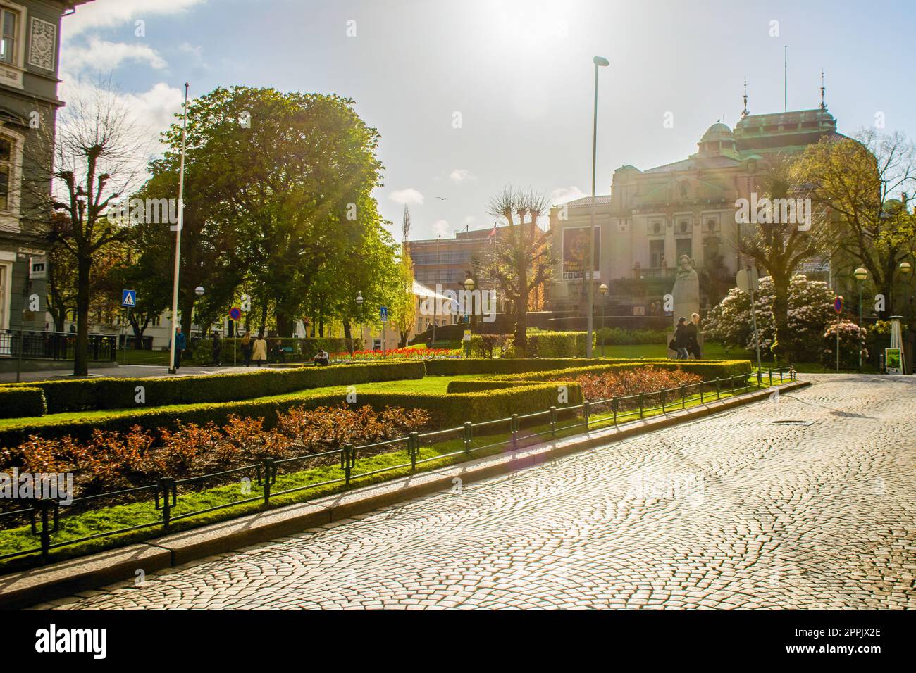 The National Stage, or Den Nationale Scene area in Bergen, Norway on a ...