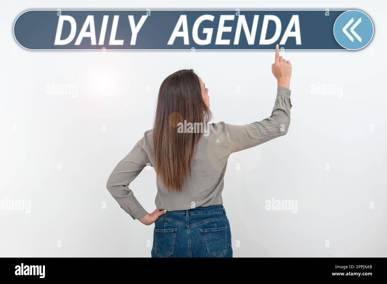 Text showing inspiration Daily Agenda. Word for To do list of items be ...