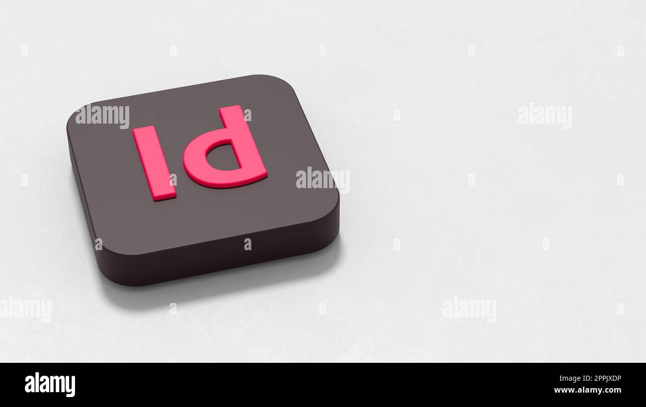 Adobe Indesign App Icon 3D Symbol Shape on Plastered Gray Background ...
