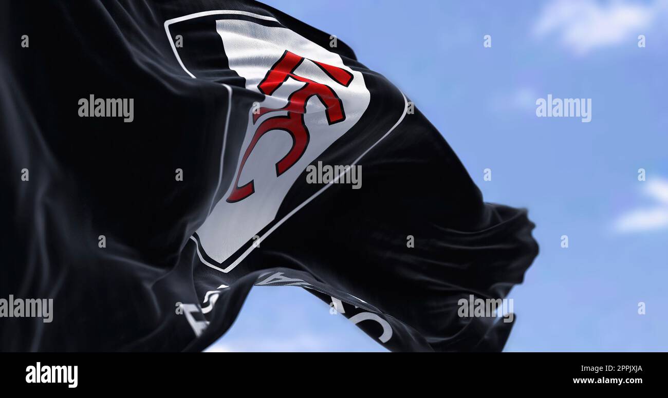 flag of Fulham Football Club waving on a clear day Stock Photo - Alamy