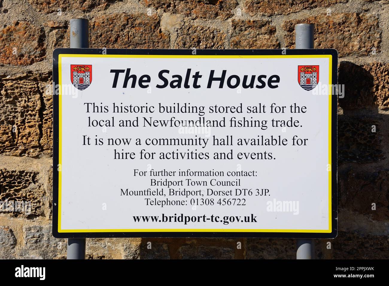 Information sign outside The Salt House in the harbour area, West Bay ...