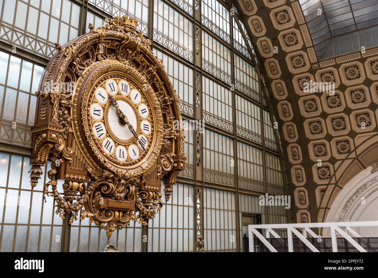 Ornate clock at the main hall of famous museum d'Orsay in Paris Stock ...