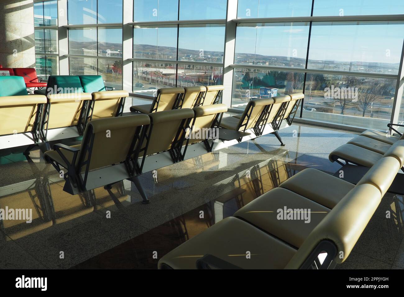 Ankara, Turkey, Esenboga Havalimani Airport. The waiting room, a place ...