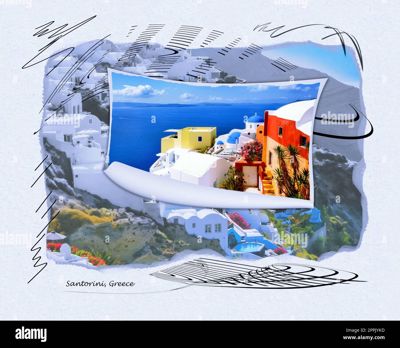 Santorini view from the sea hi-res stock photography and images - Alamy