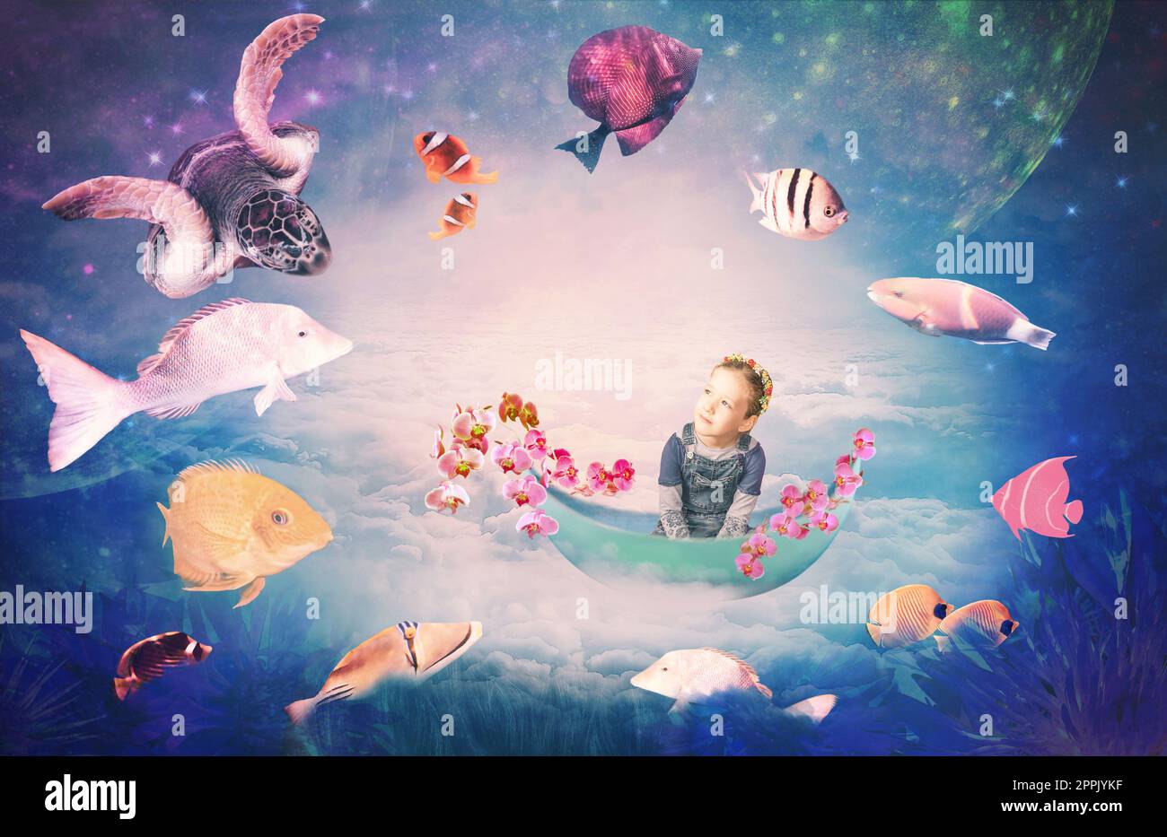 Child sea collage hi-res stock photography and images - Alamy