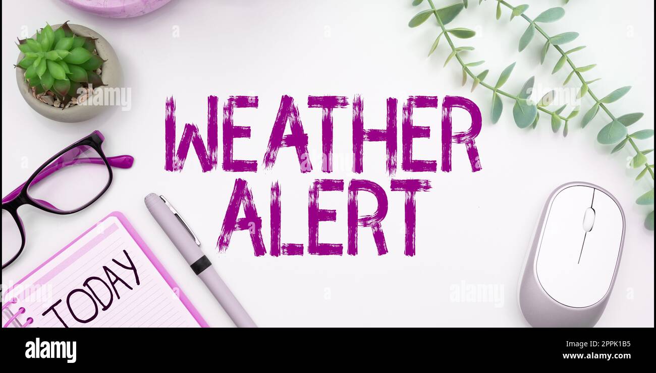 Conceptual display Weather Alert. Internet Concept urgent warning on ...