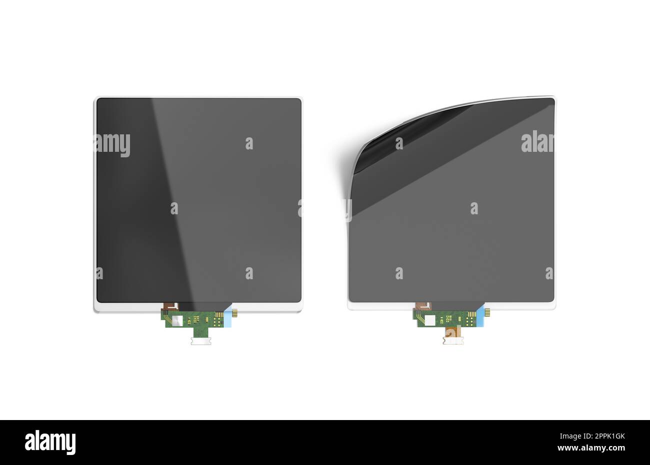 Blank black flexible flat and folded corner rectangular display mockup ...