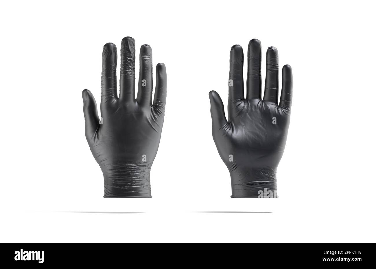 Blank black rubber gloves mockup, front and back view Stock Photo - Alamy