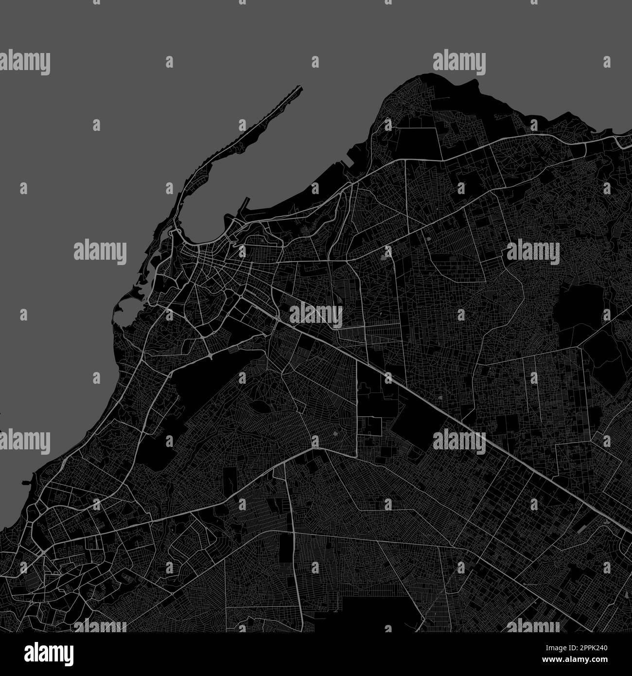 Luanda city map, capital of Angola. Municipal administrative black and ...