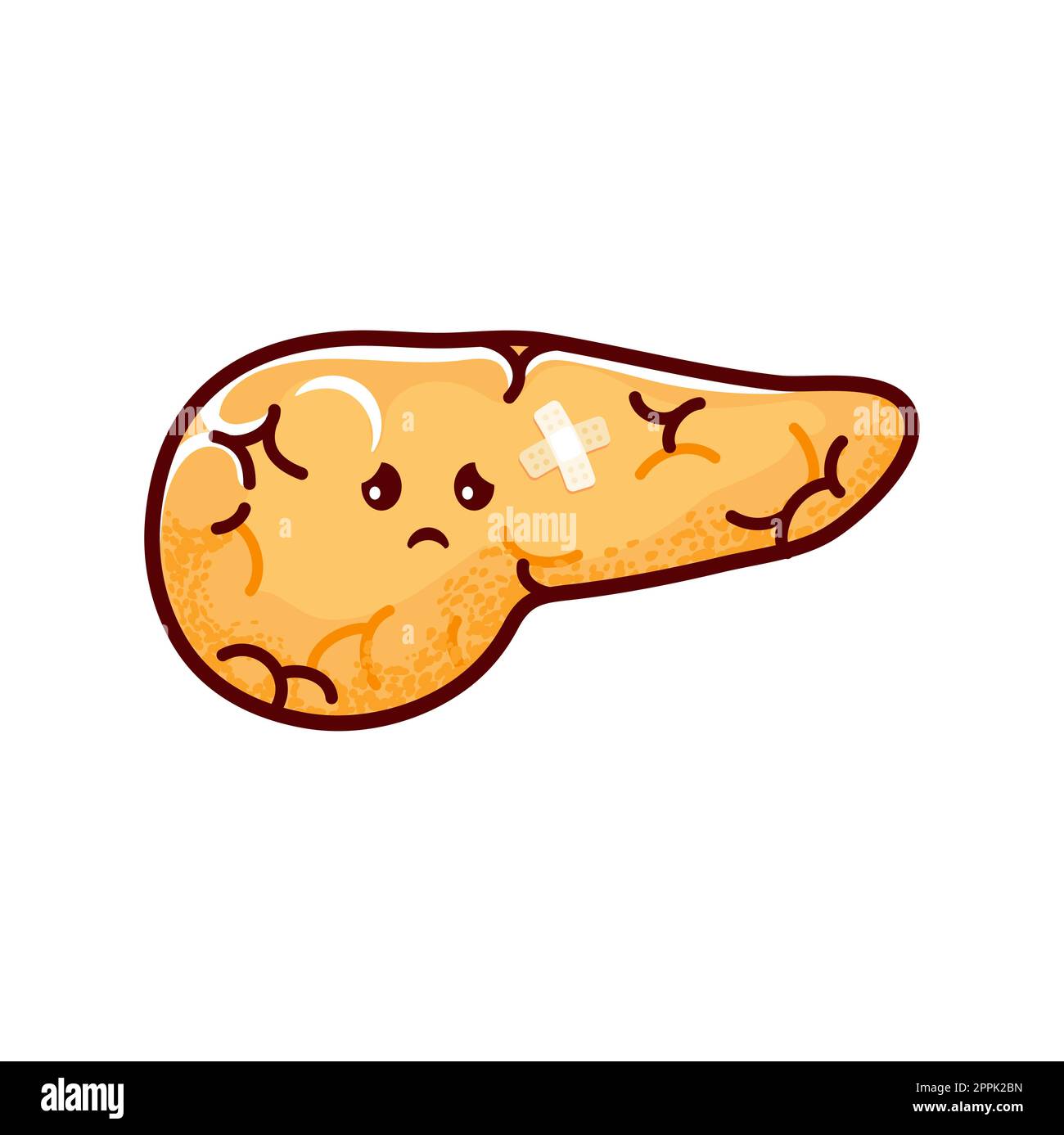 Cartoon sick pancreas organ character. Digestive system internal organ ...