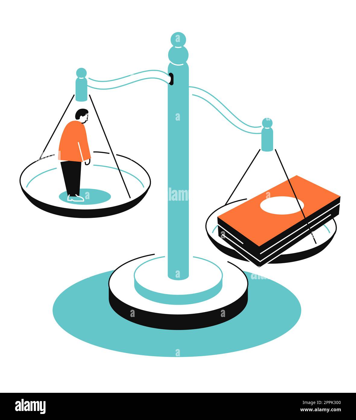 Conscience on the scales - colorful flat design style illustration ...